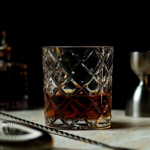 Set of 2, 12oz Cocktail Rocks Glasses With Japanese Diamond Hatch ...