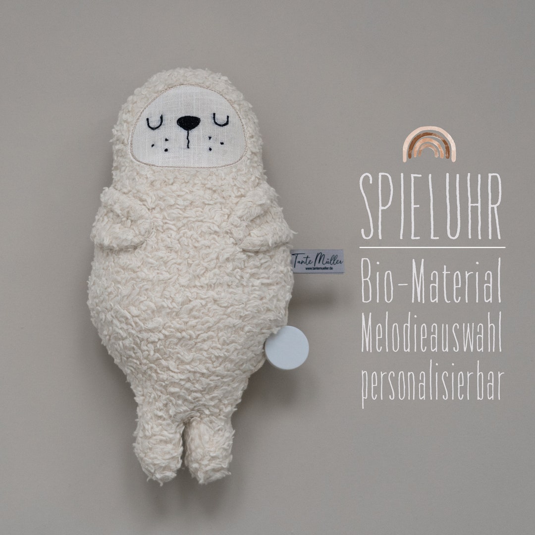Music Box Seal Organic Plush Natural White & Linen Beige / Melody ...