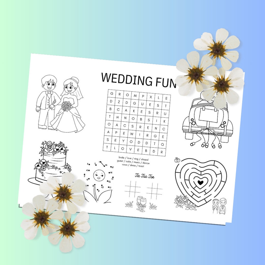 Wedding Day Children's Activity Sheet - Kid's Wedding Reception Dinner ...