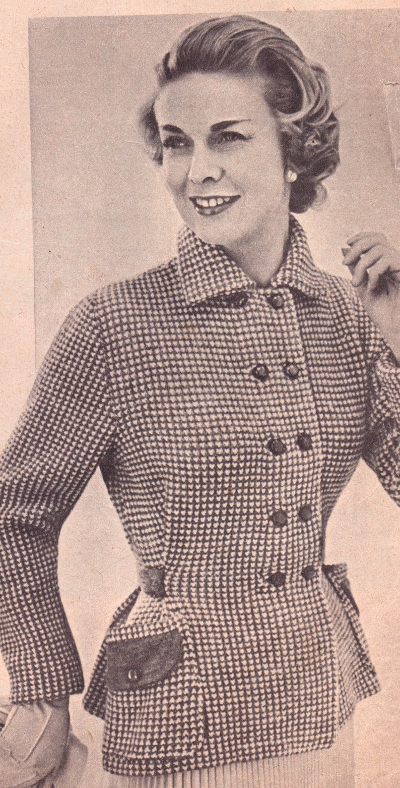 Ladies 1950s Tweed Print Jacket Knitting Pattern Vintage Lady's Stylish ...