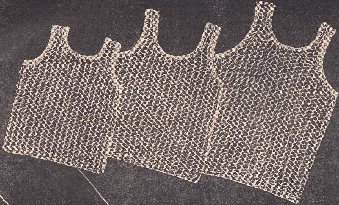 Vintage Mens String Vest Boys Woman Ladys 1958 Knitting Pattern - PDF ...