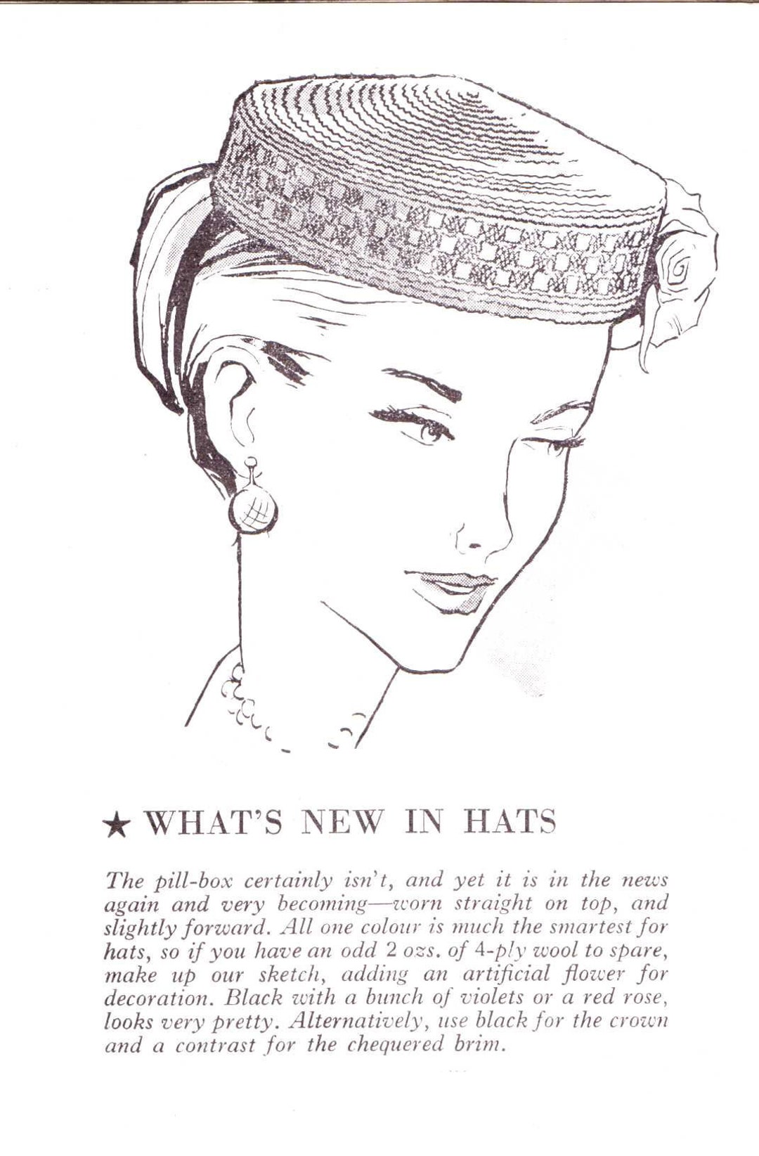 Pillbox Lady's Hat Crochet Pattern From Original 1950s Fashion Book ...