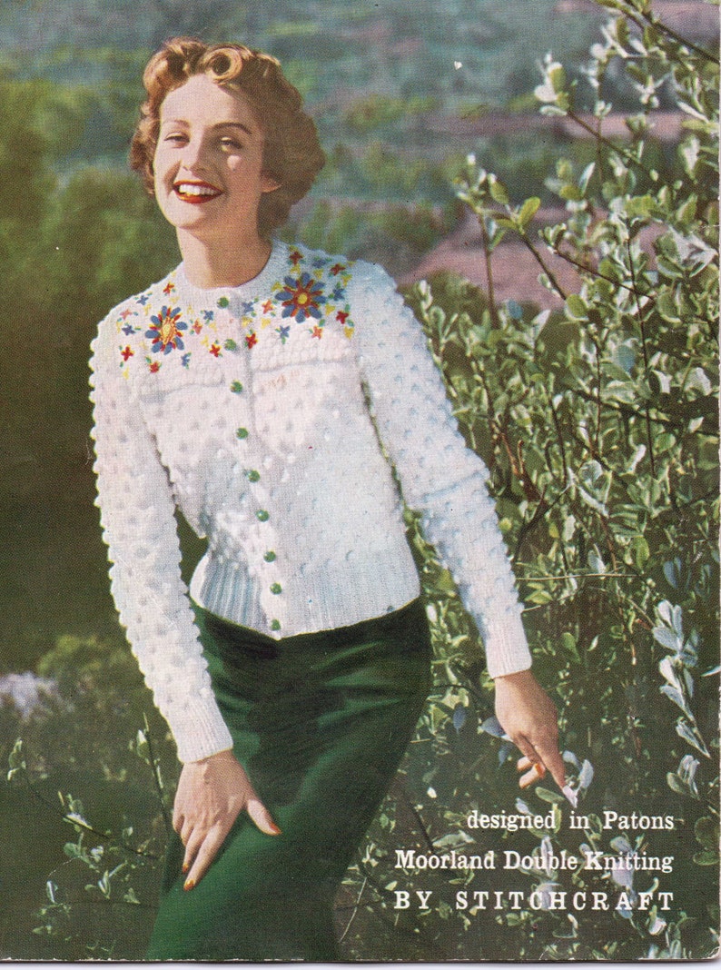 Knitting Pattern to Make 1950s Lady's Tyrolean Cardigan With Bobble ...