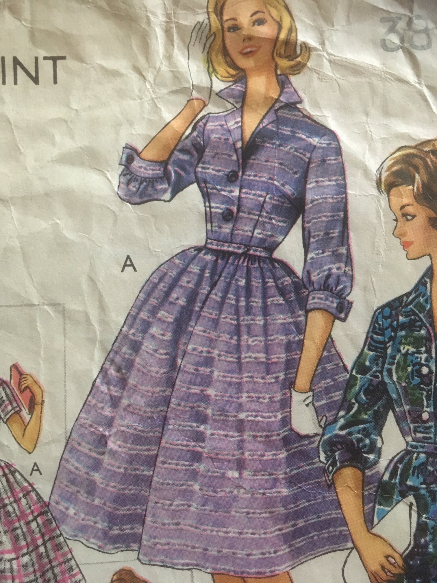 Original 1950s Sewing Pattern Full Skirted or Pencil Skirt Button Front ...