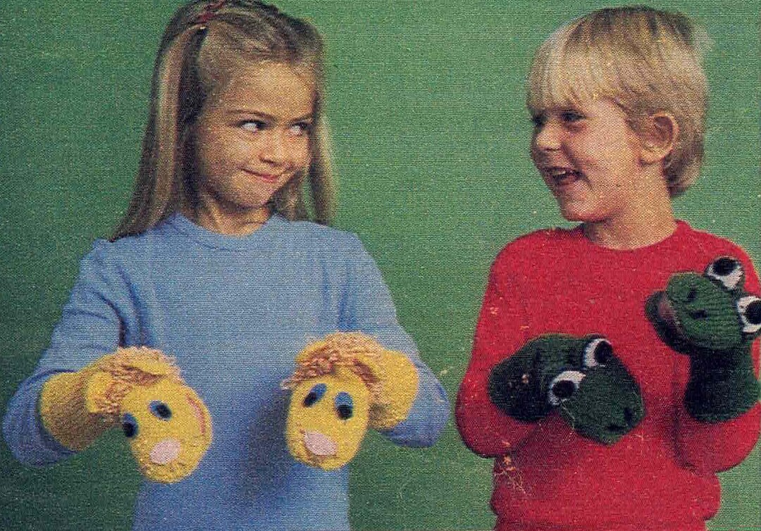 Lion and Frog Novelty Toy Puppet Mittens for Children 1980s Vintage DK ...