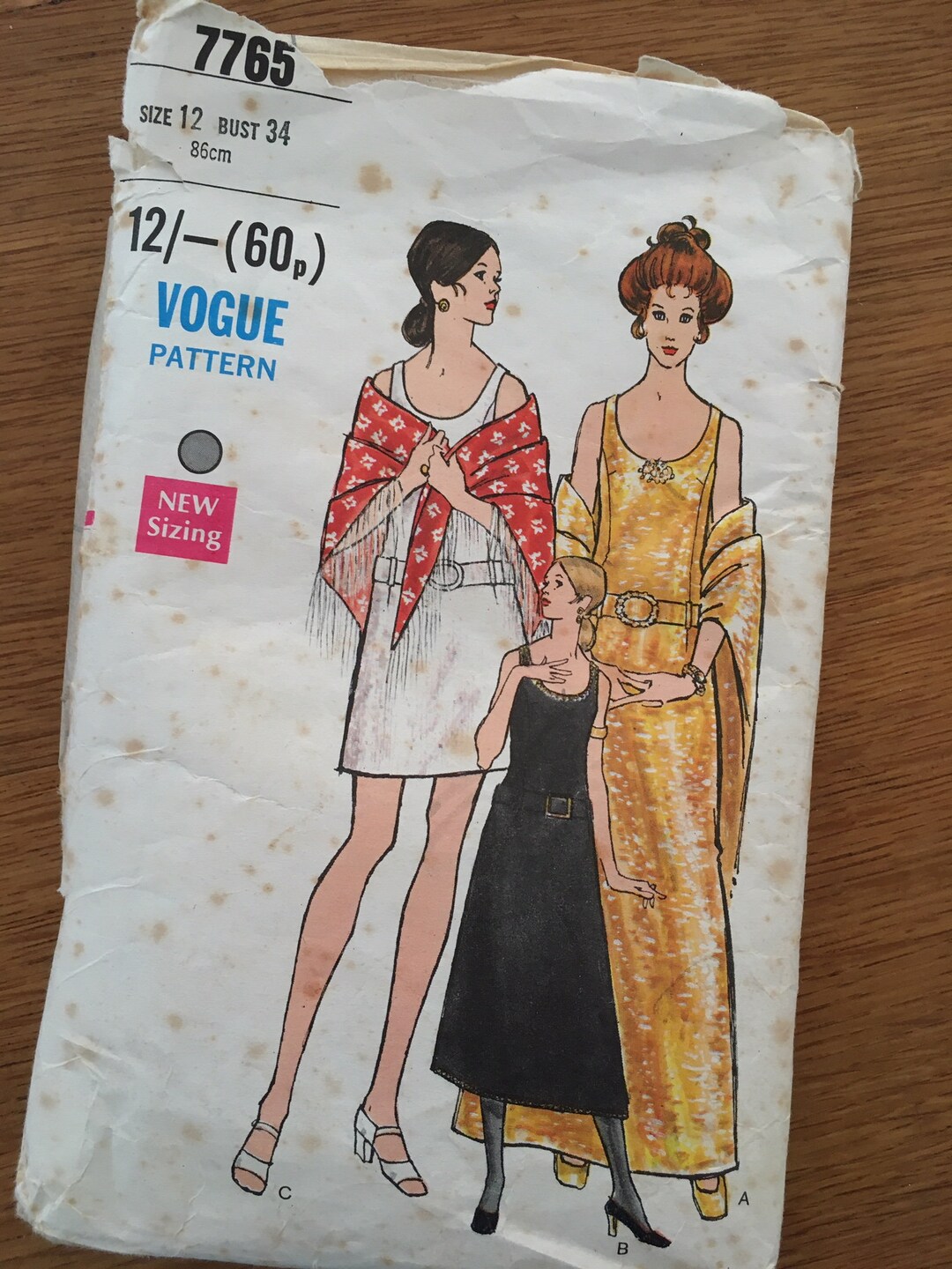 1920s Style Drop Waist Vogue Evening Dress Original Sewing Pattern From ...