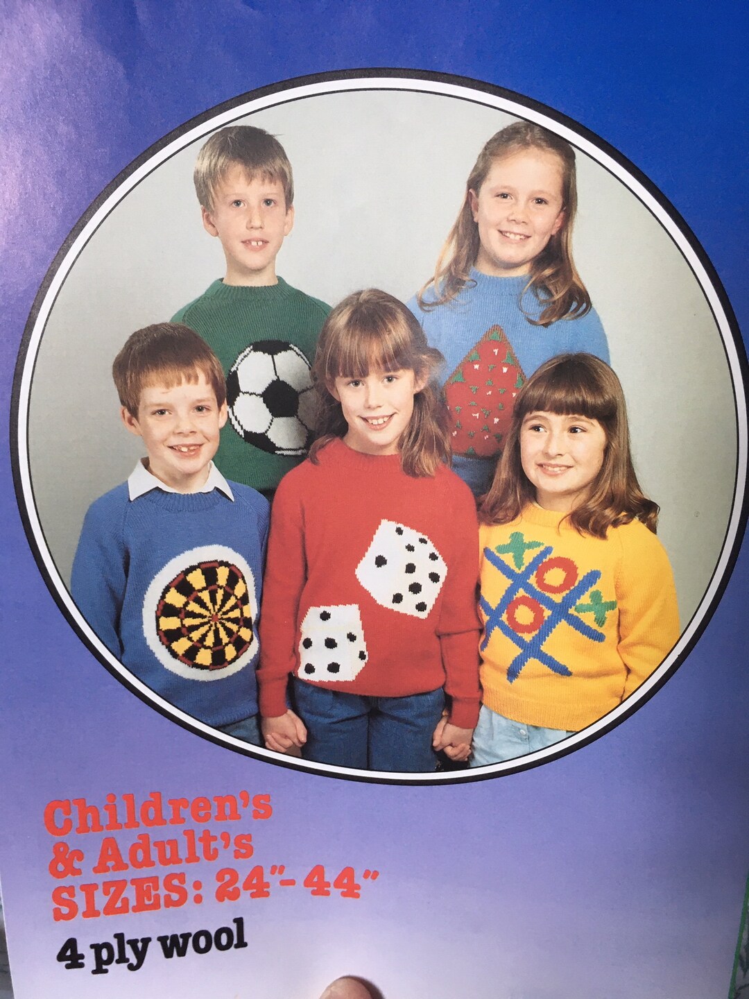Sport & Games Original Knitting Pattern Boys Girls Men's Lady's Motif ...
