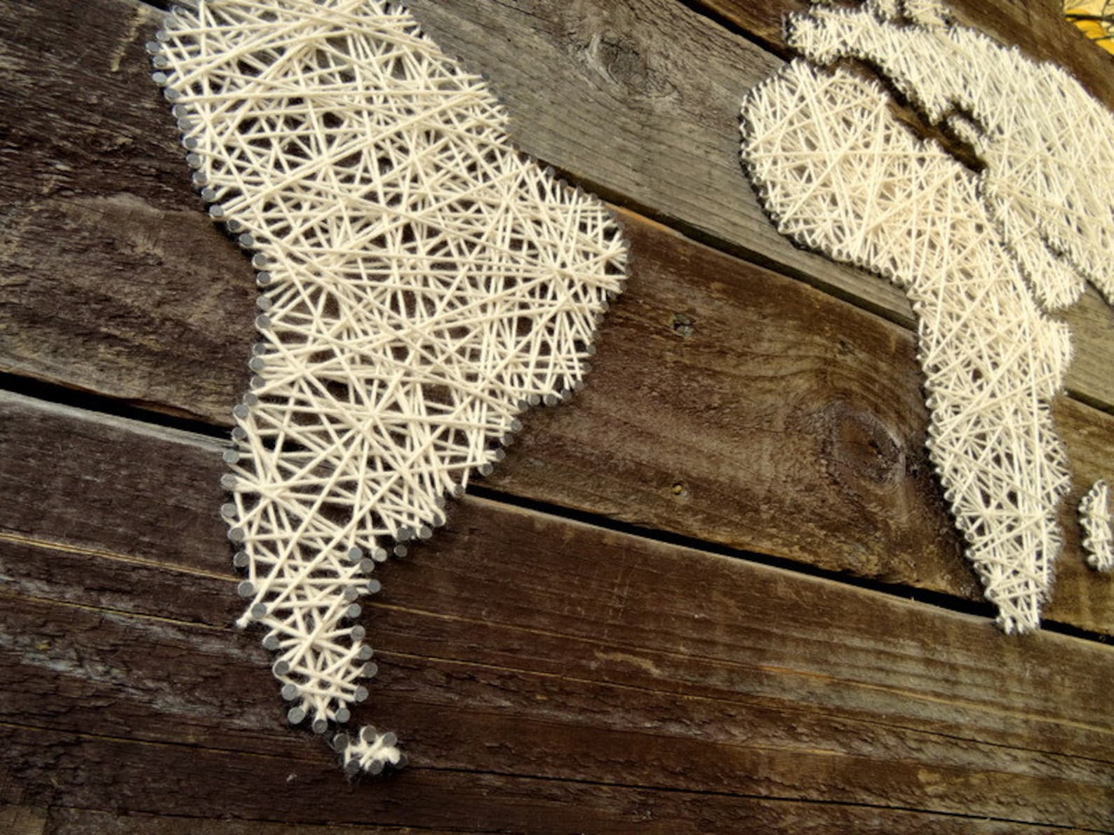 World Map String Art World Map Decal Wooden World Map - Etsy