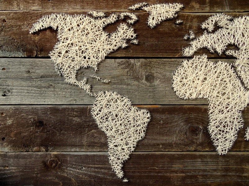 World Map | String Art | World Map Decal | Wooden World Map | Travel ...