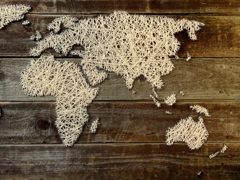 World Map | String Art | World Map Decal | Wooden World Map | Travel ...