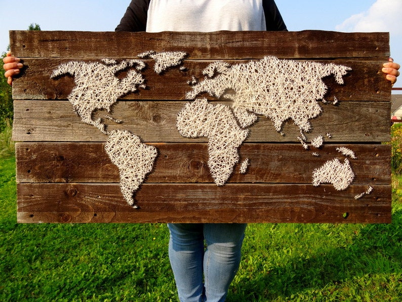 World Map | String Art | World Map Decal | Wooden World Map | Travel ...