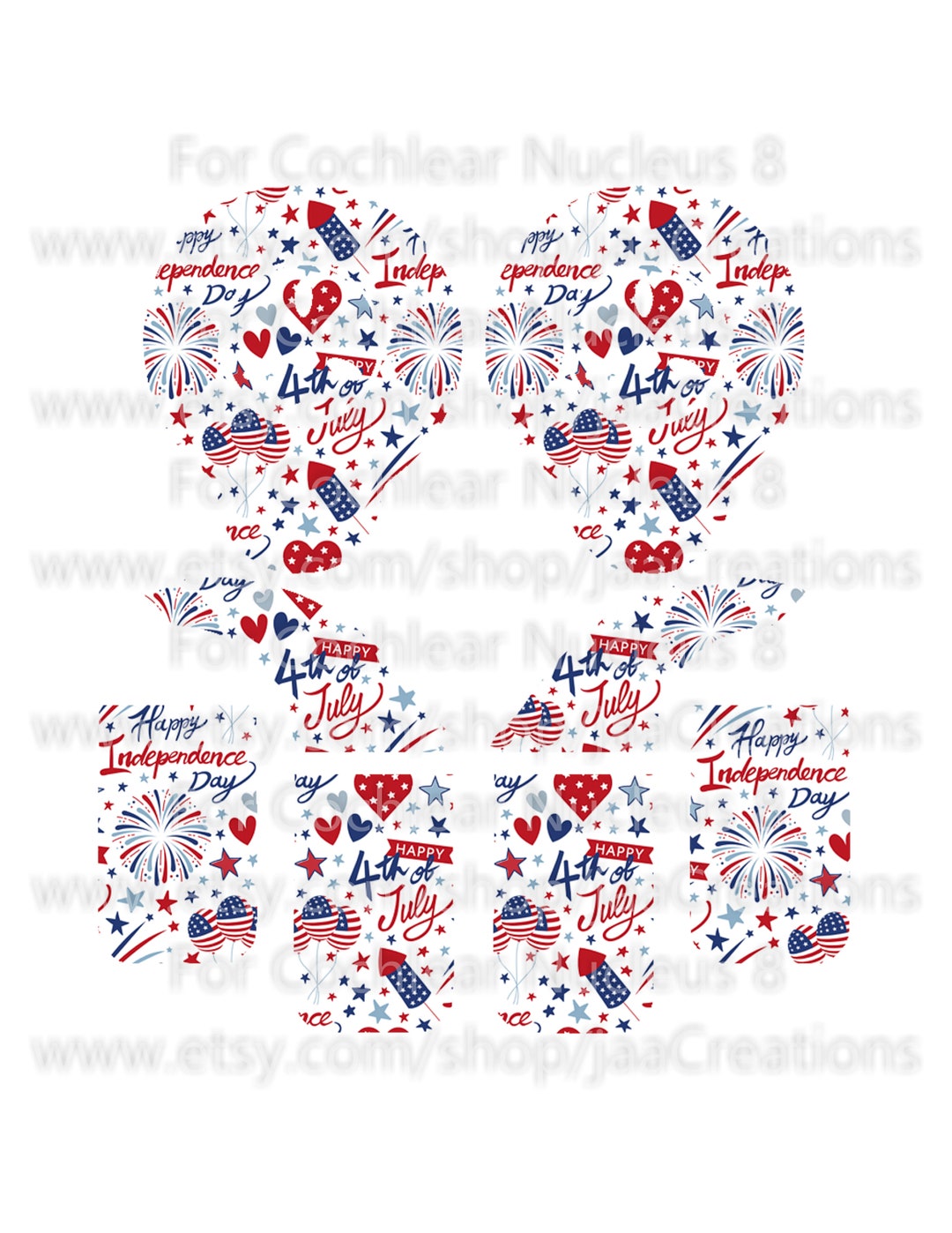 Fourth of July Design for Implants N8, N7, N6, Kanso, Kanso 2, Osia 2, Baha 6, Med El Sonnet ...