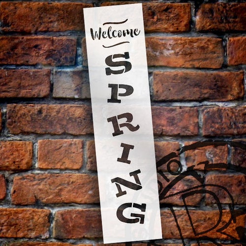 Welcome Spring Vertical Word Stencil Select Size - Etsy