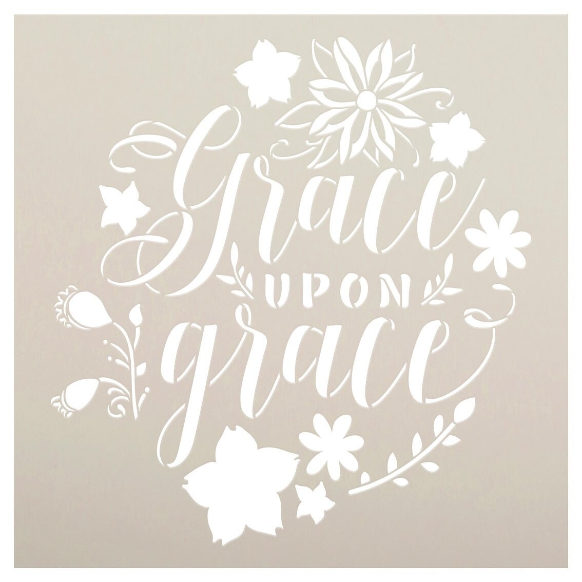 Grace Upon Grace Stencil With Flowers by Studior12 DIY | Etsy