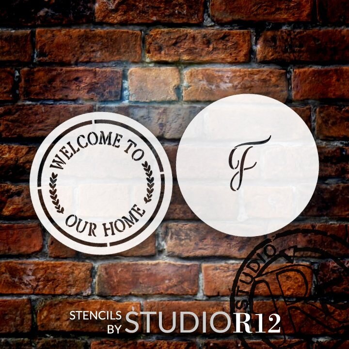 Welcome to Our Home Round Stencil With Monogram by Studior12 - Etsy