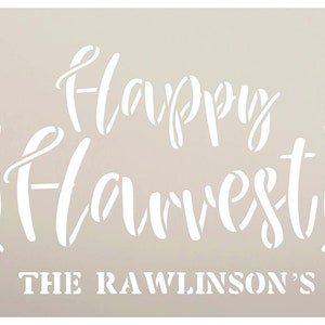 Personalized Happy Harvest Stencil With Wheat Custom Cursive - Etsy