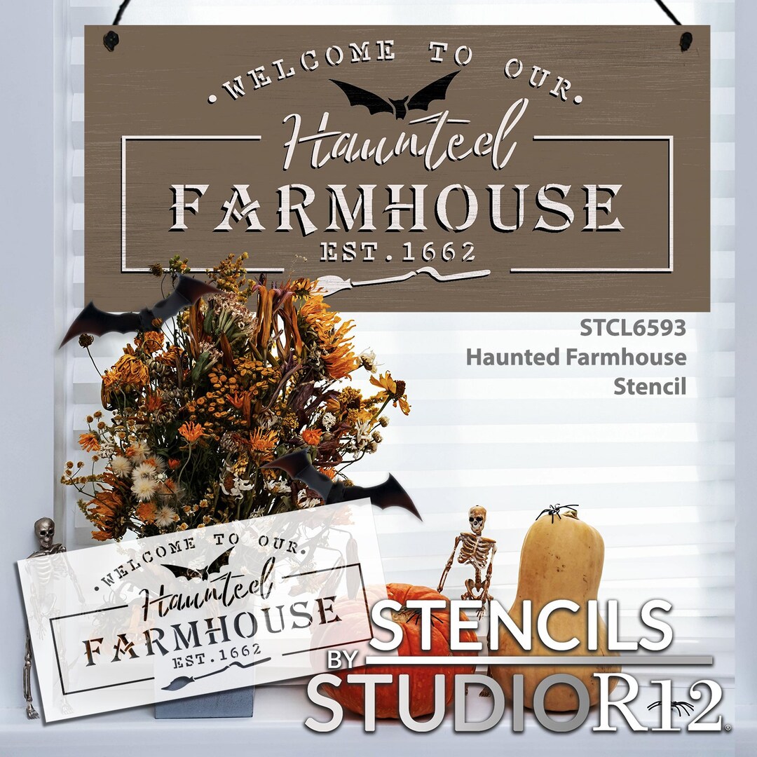 Haunted Farmhouse Stencil by Studior12 Select Size USA Made Craft DIY ...