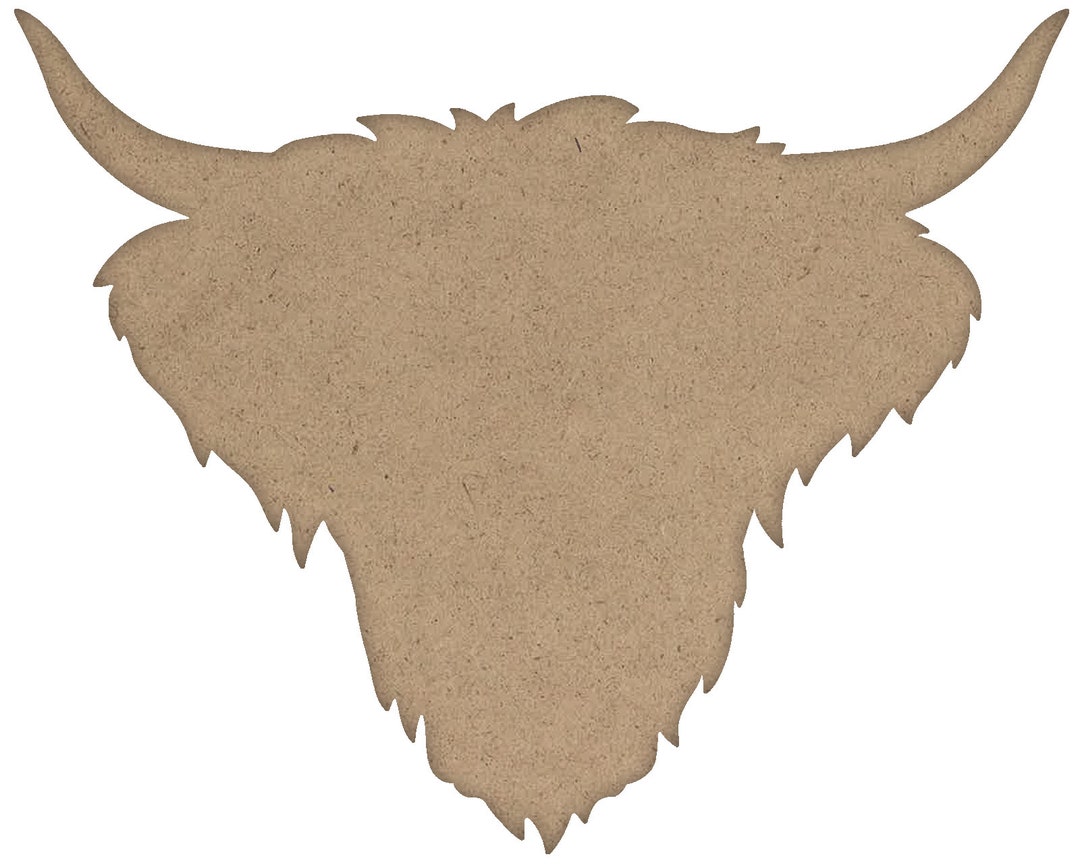 Highland Cow Head Wood Surface Ready to Paint Fluffy Cow Shaped Cutout ...