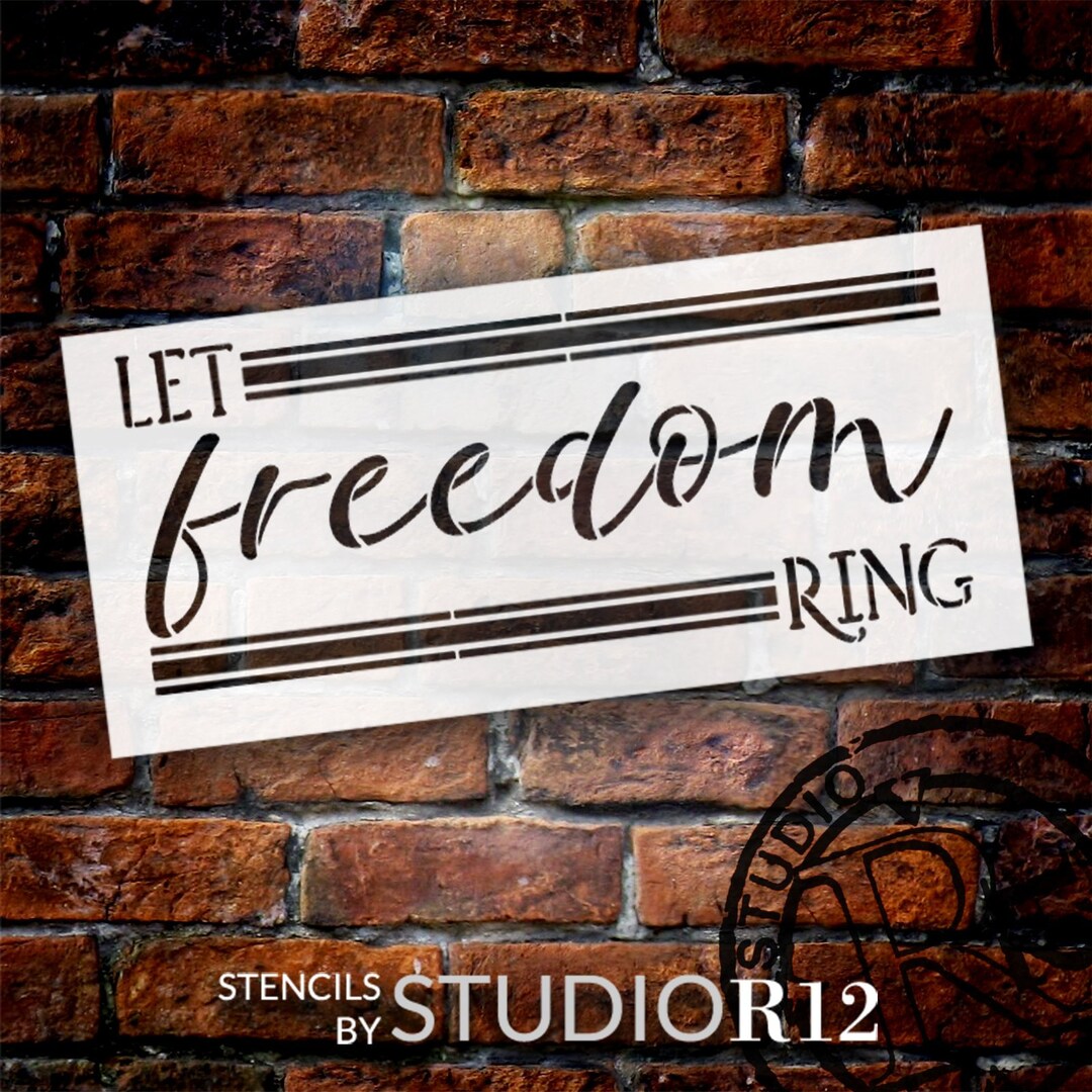 Let Freedom Ring With Stripes Stencil by Studior12 Craft DIY - Etsy