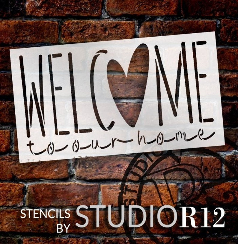 Welcome to Our Home Stencil With Heart by Studior12 DIY | Etsy