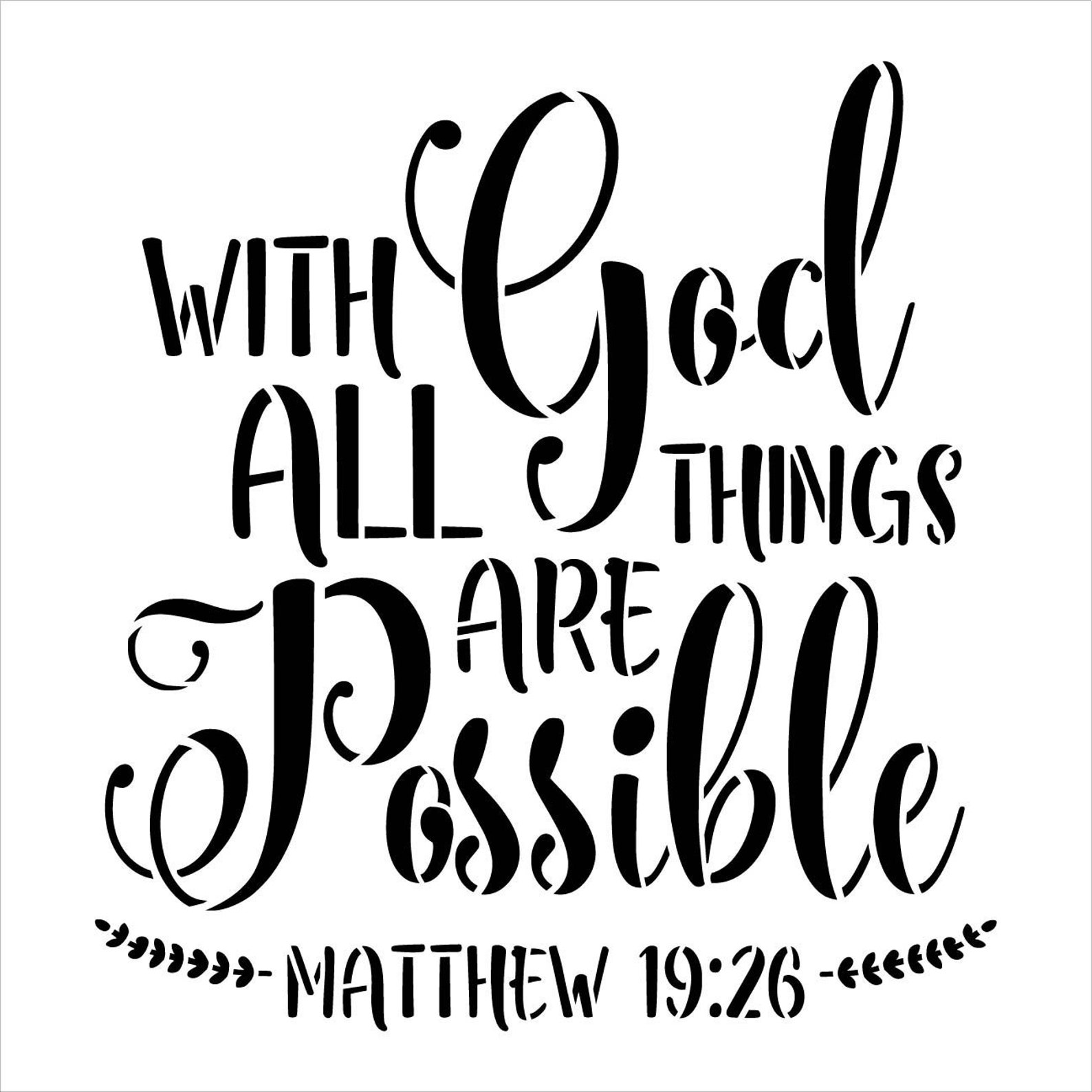 With God All Things Possible Stencil by Studior12 Matthew - Etsy