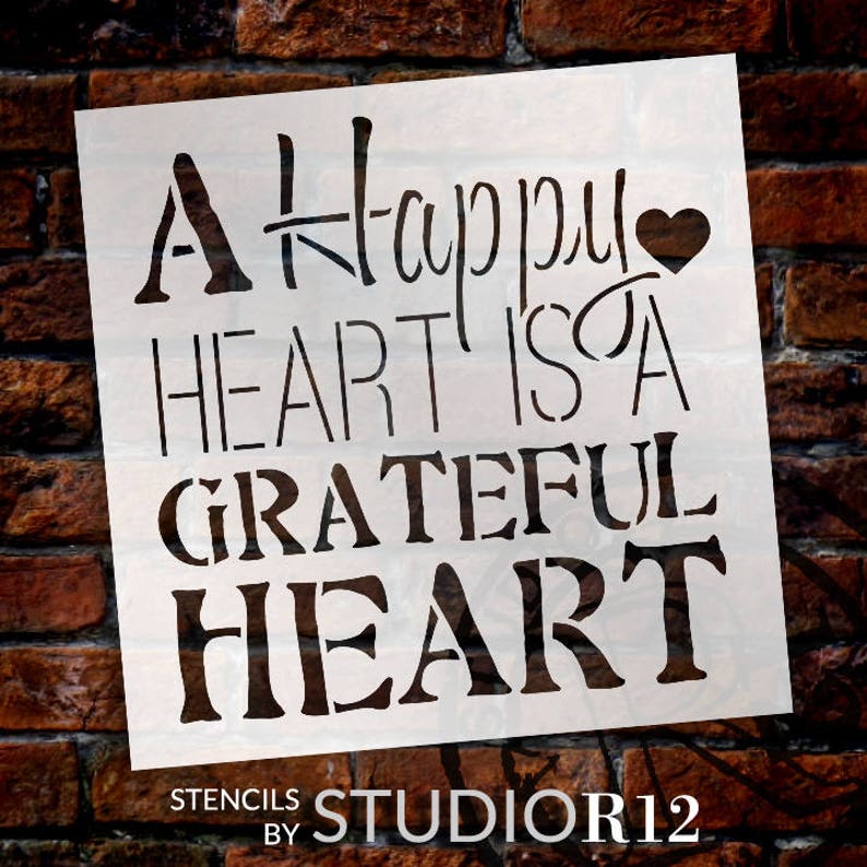 A Happy Heart Word Art Stencil Select Size STCL699 by | Etsy