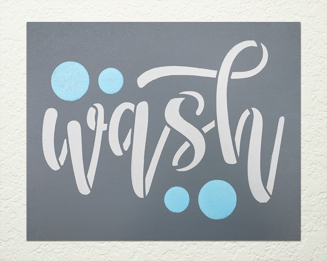 Wash Script Stencil with Bubbles by StudioR12 DIY Home | Etsy