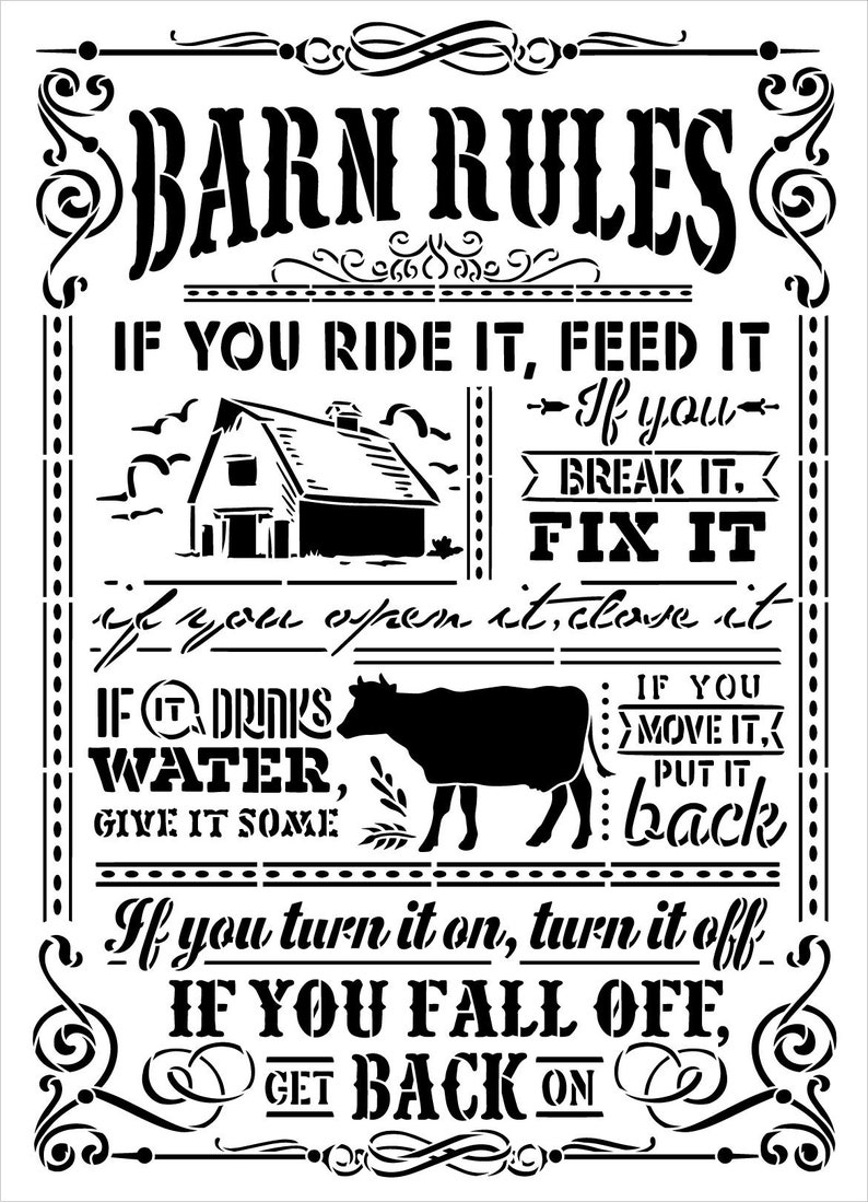 Barn Rules Stencil by Studior12 Select Size USA Made - Etsy