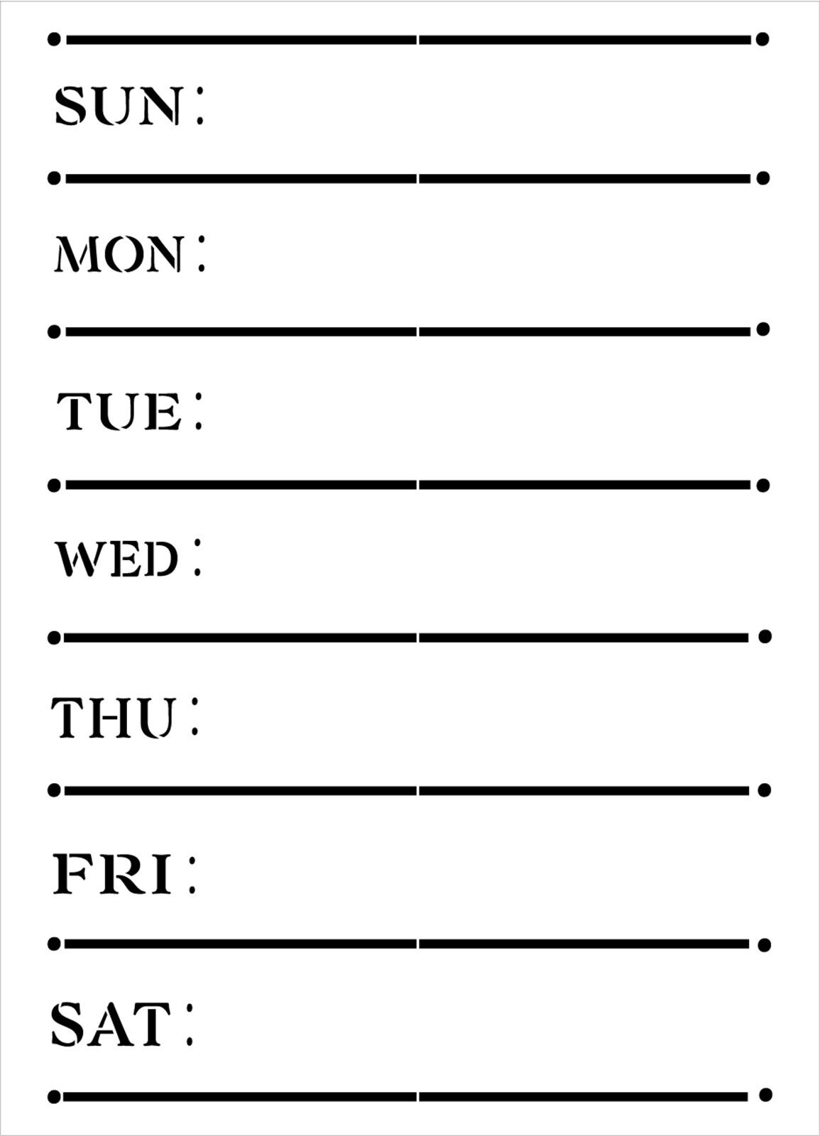 Simple Weekly Calendar Stencil by StudioR12 DIY Menu Board | Etsy