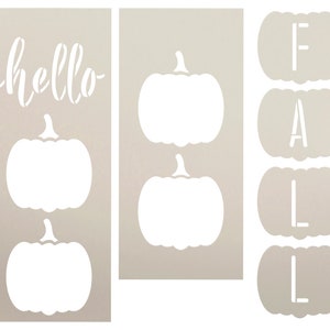Vertical Hello Fall Tall Porch Sign Stencil W/ Pumpkins by Studior12 4 ...