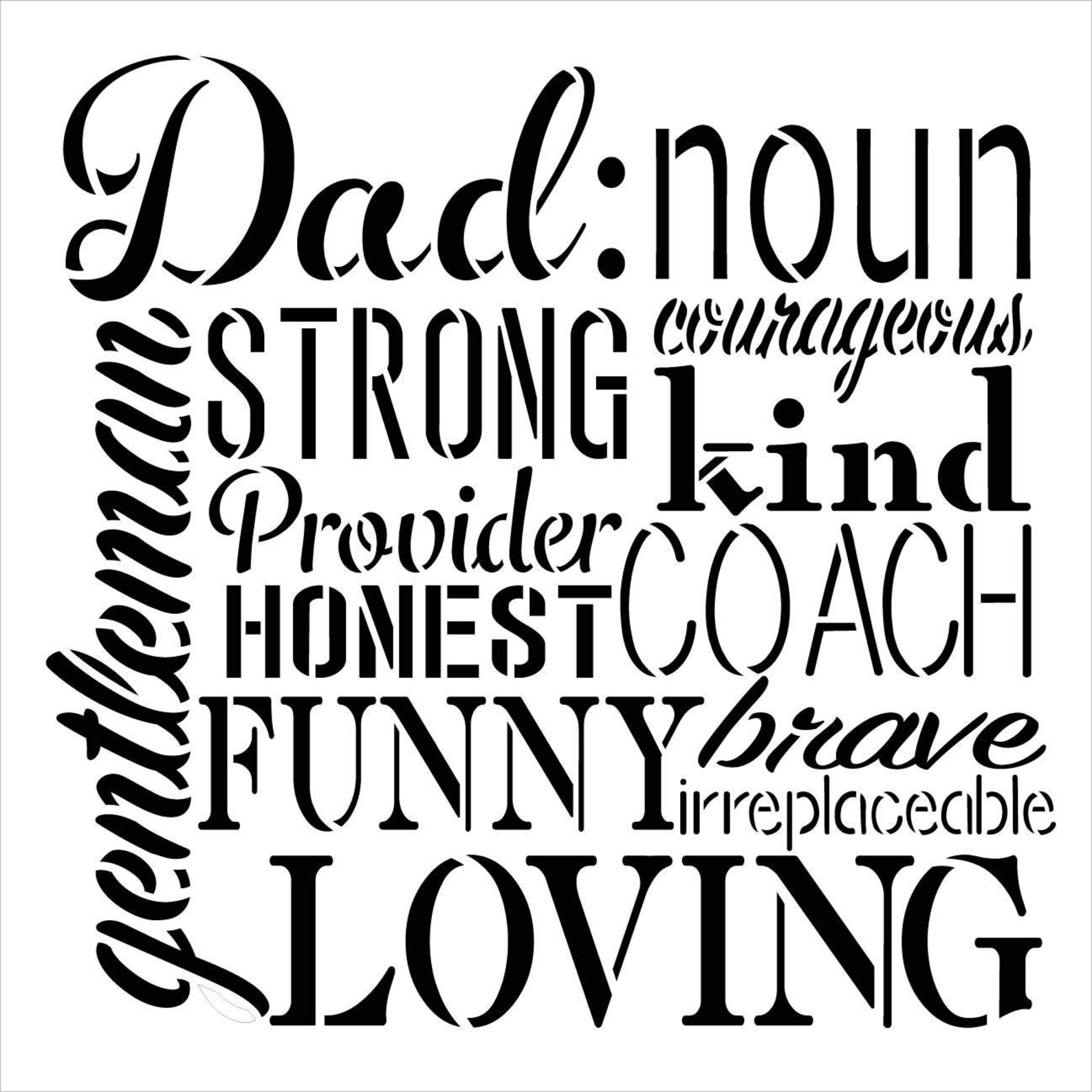 Dad Noun Sign Stencil by Studior12 Wood Signs Word Art - Etsy
