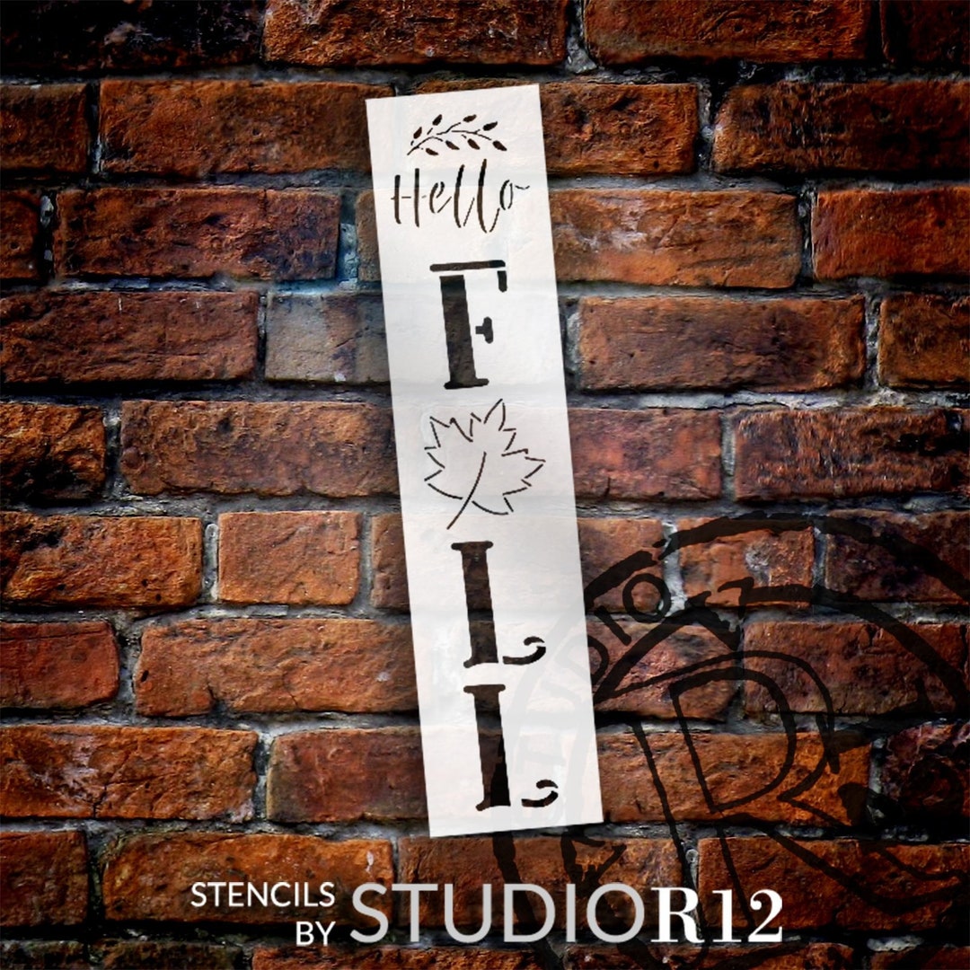 Hello Fall Stencil by Studior12 Craft DIY Autumn Leaf Porch - Etsy