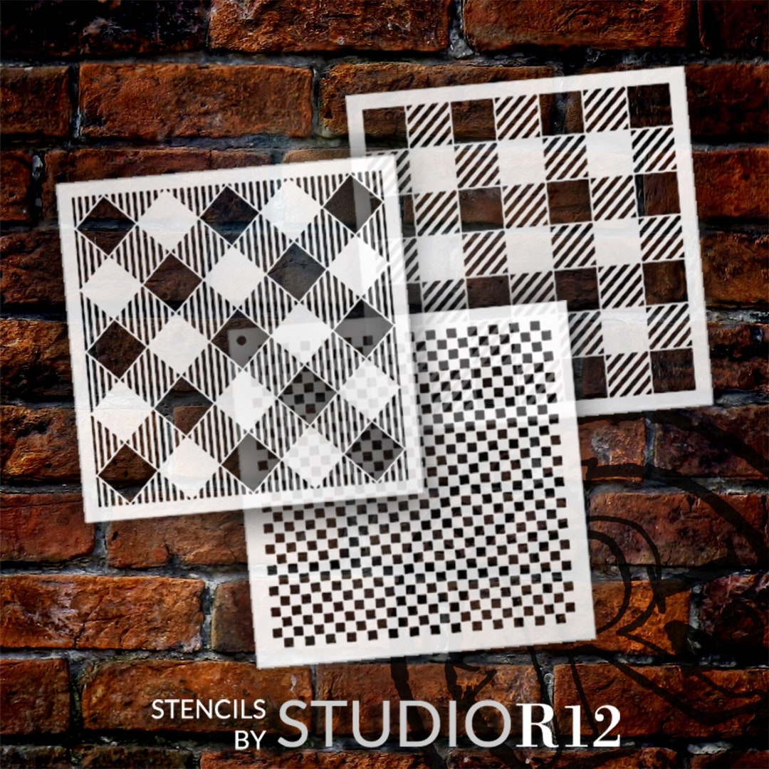 Check Pattern Stencil Set by Studior12 CMBN661 Buffalo Plaid Mixed ...