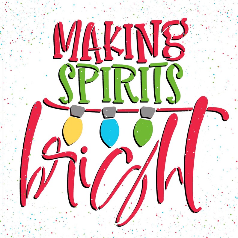 Making Spirits Bright Stencil With Christmas Lights by - Etsy