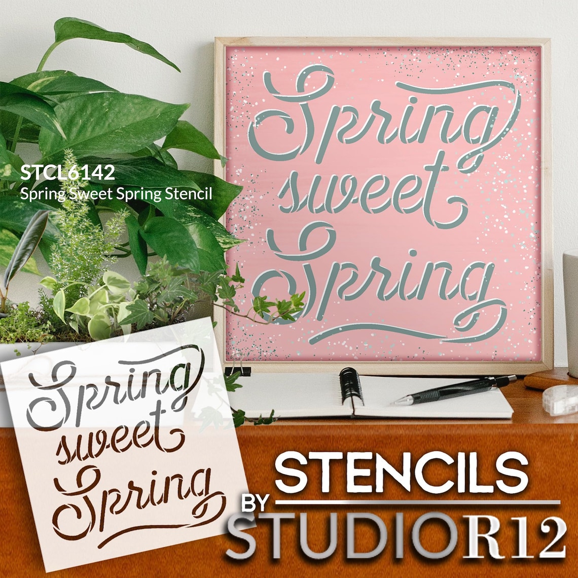 Spring Sweet Spring Stencil by Studior12 Craft DIY Spring | Etsy