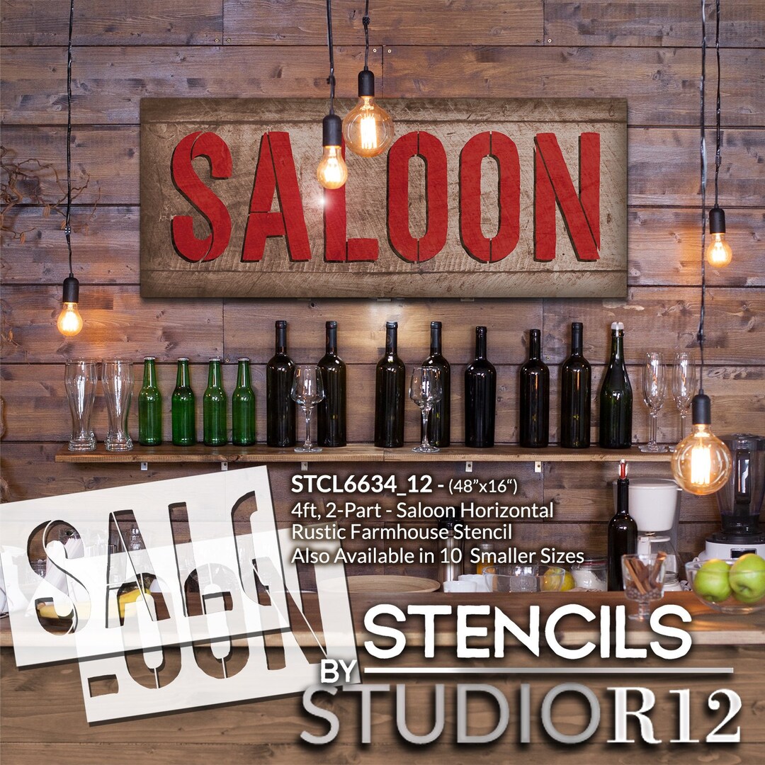 Vintage Saloon Word Art Stencil by Studior12 Select Size USA Made Craft ...