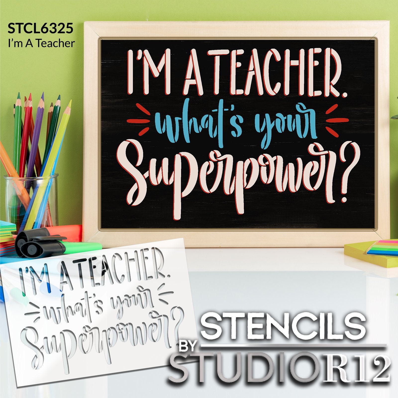 I'm A Teacher Stencil by Studior12 Craft DIY Classroom | Etsy