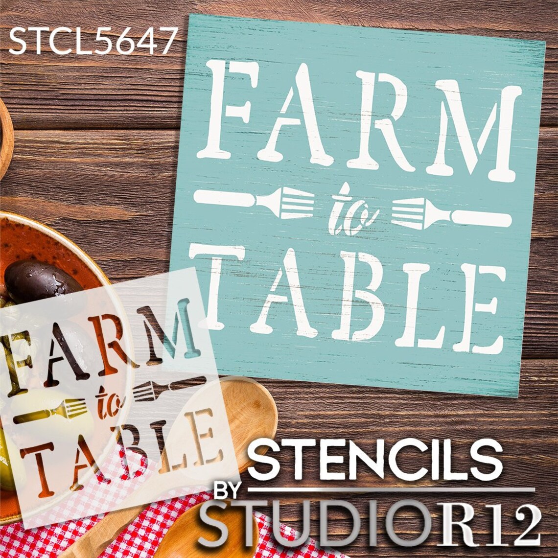 Farm to Table Stencil With Forks by Studior12 DIY Farmhouse - Etsy