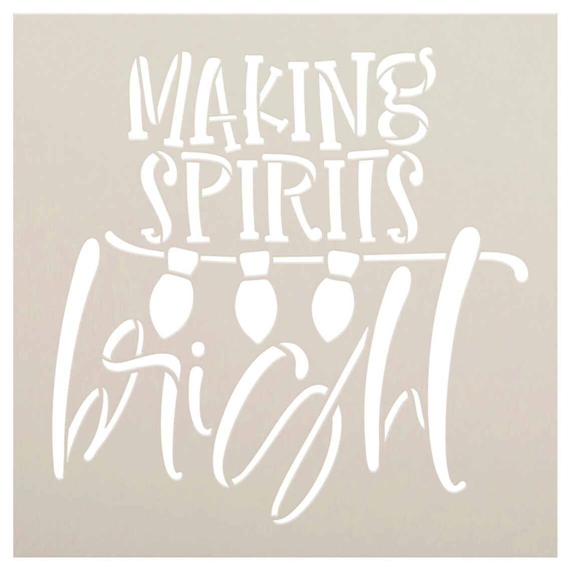 Making Spirits Bright Stencil With Christmas Lights by | Etsy