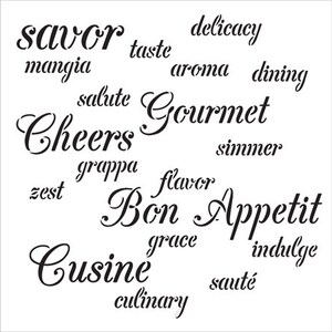 Gourmet Background Word Stencil Choose Your Size - Etsy