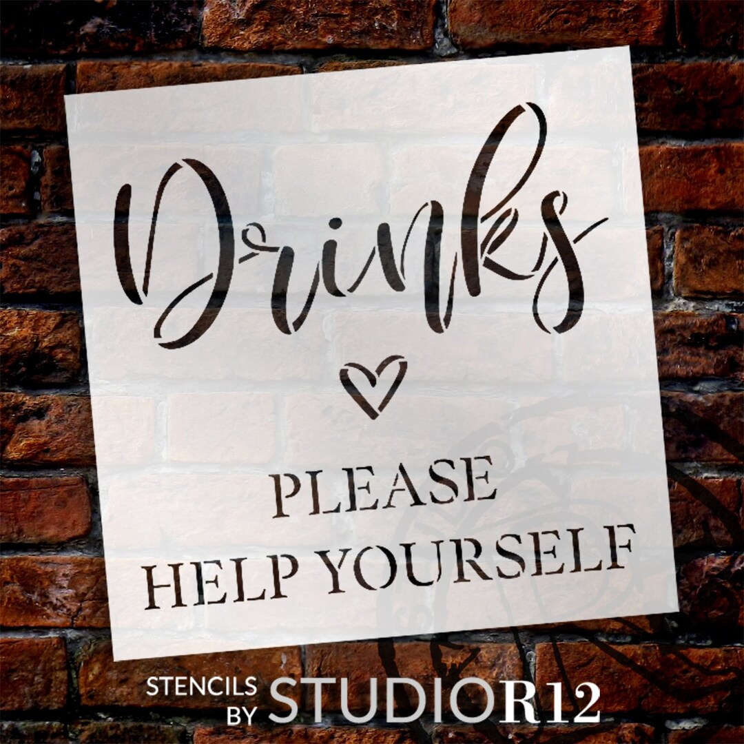Drinks Please Help Yourself Stencil by Studior12 Craft DIY - Etsy
