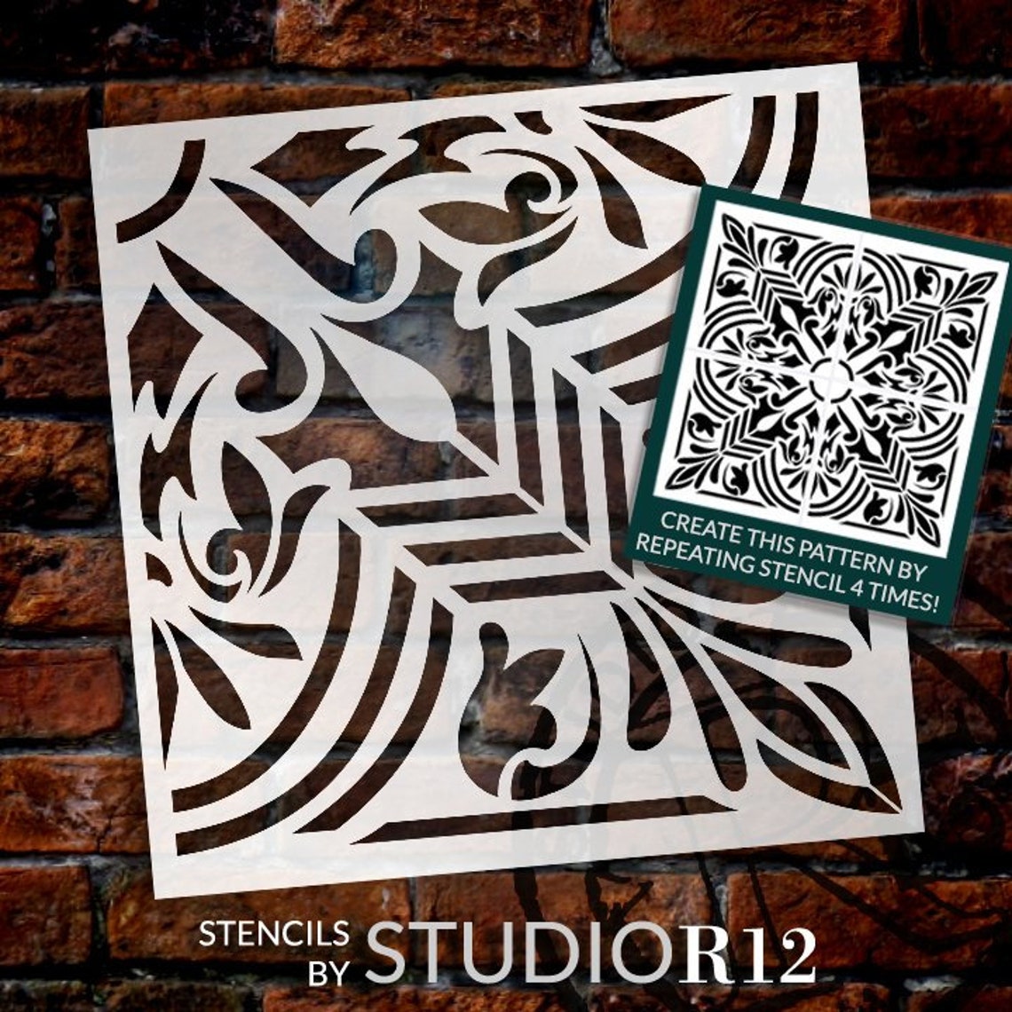 Ornate Geometric Floral Tile Stencil by Studior12 DIY - Etsy