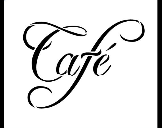Cafe Word Art Stencil-swish Script 6 X 5 - Etsy