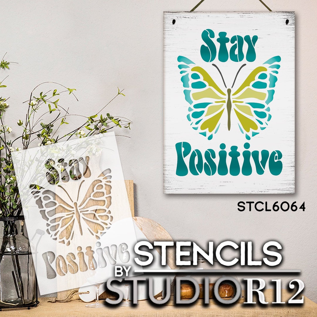 Stay Positive With Butterfly Stencil by Studior12 Craft DIY Boho Home ...