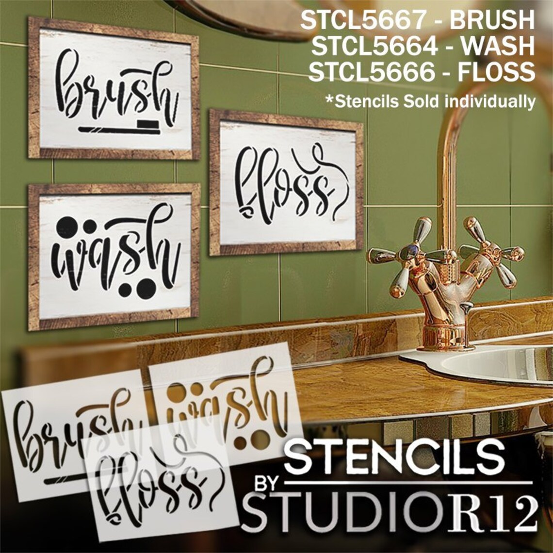 Brush Script Stencil With Toothbrush by Studior12 DIY Home | Etsy