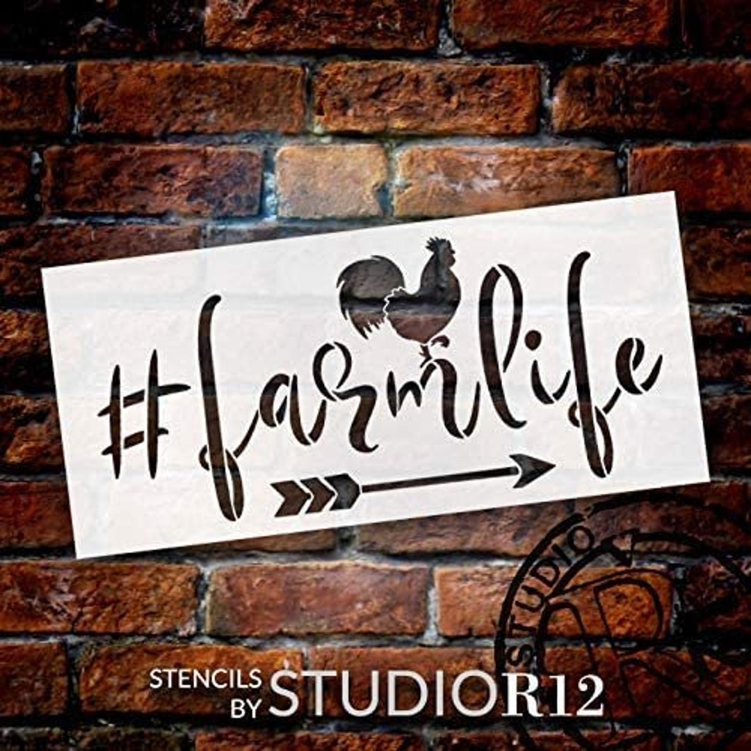 Hashtag Farm Life Stencil by Studior12 DIY Rooster Chicken Farmhouse ...