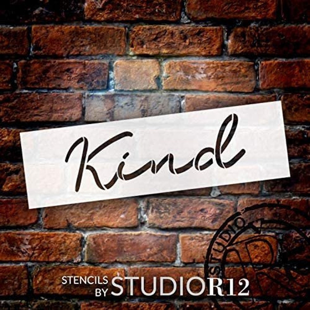 Kind Stencil by Studior12 DIY Fun Inspiring Cursive Script Home Wall ...