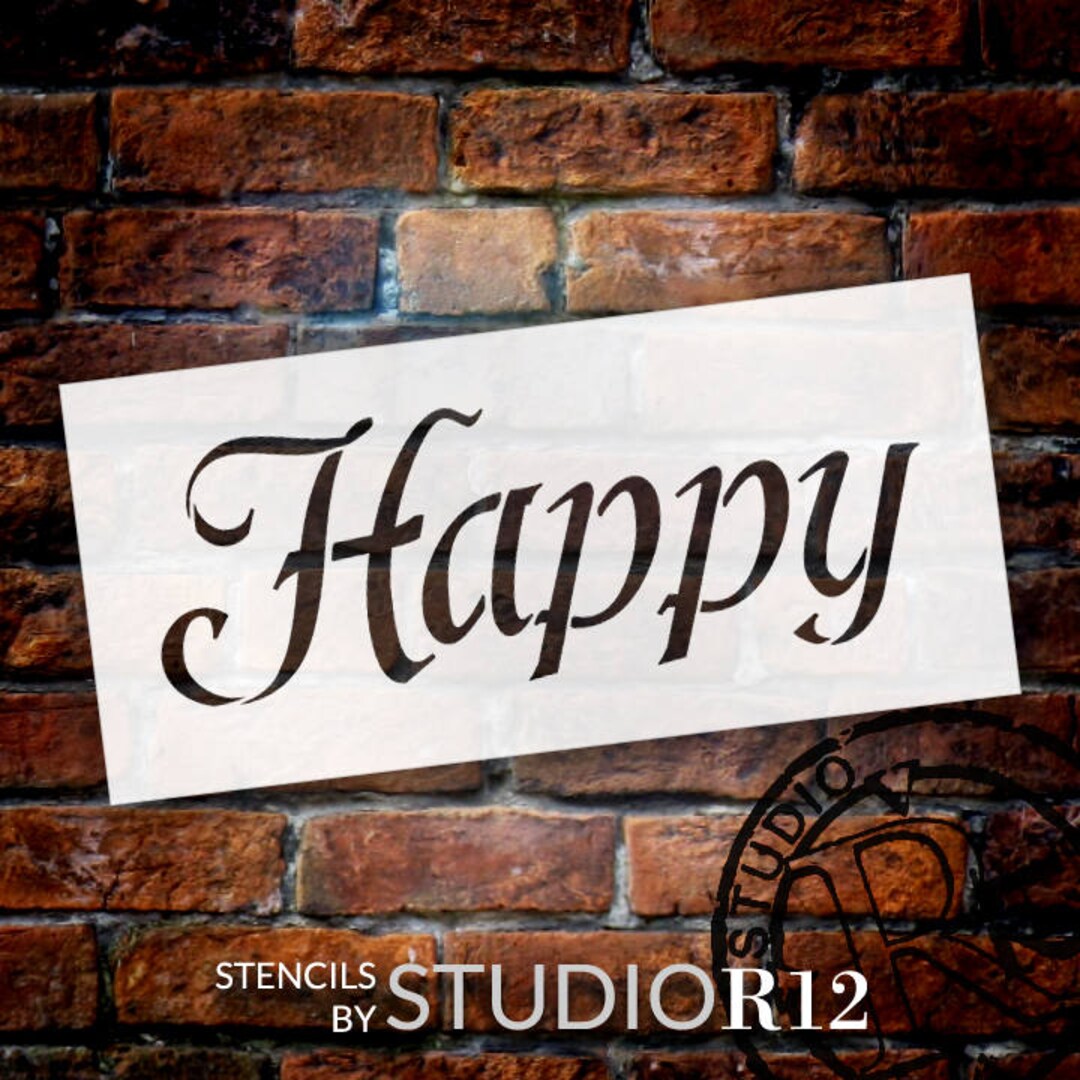 Happy Fun Style Word Stencil Select Size STCL2155 by Studior12 - Etsy