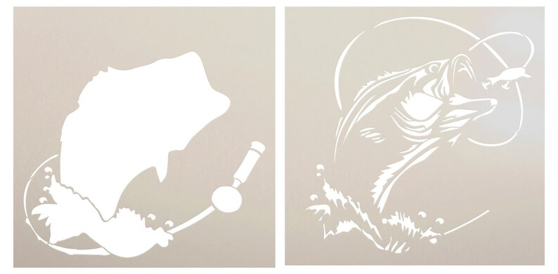 Bass Fishing Stencil by Studior12 Craft DIY Summer Home - Etsy