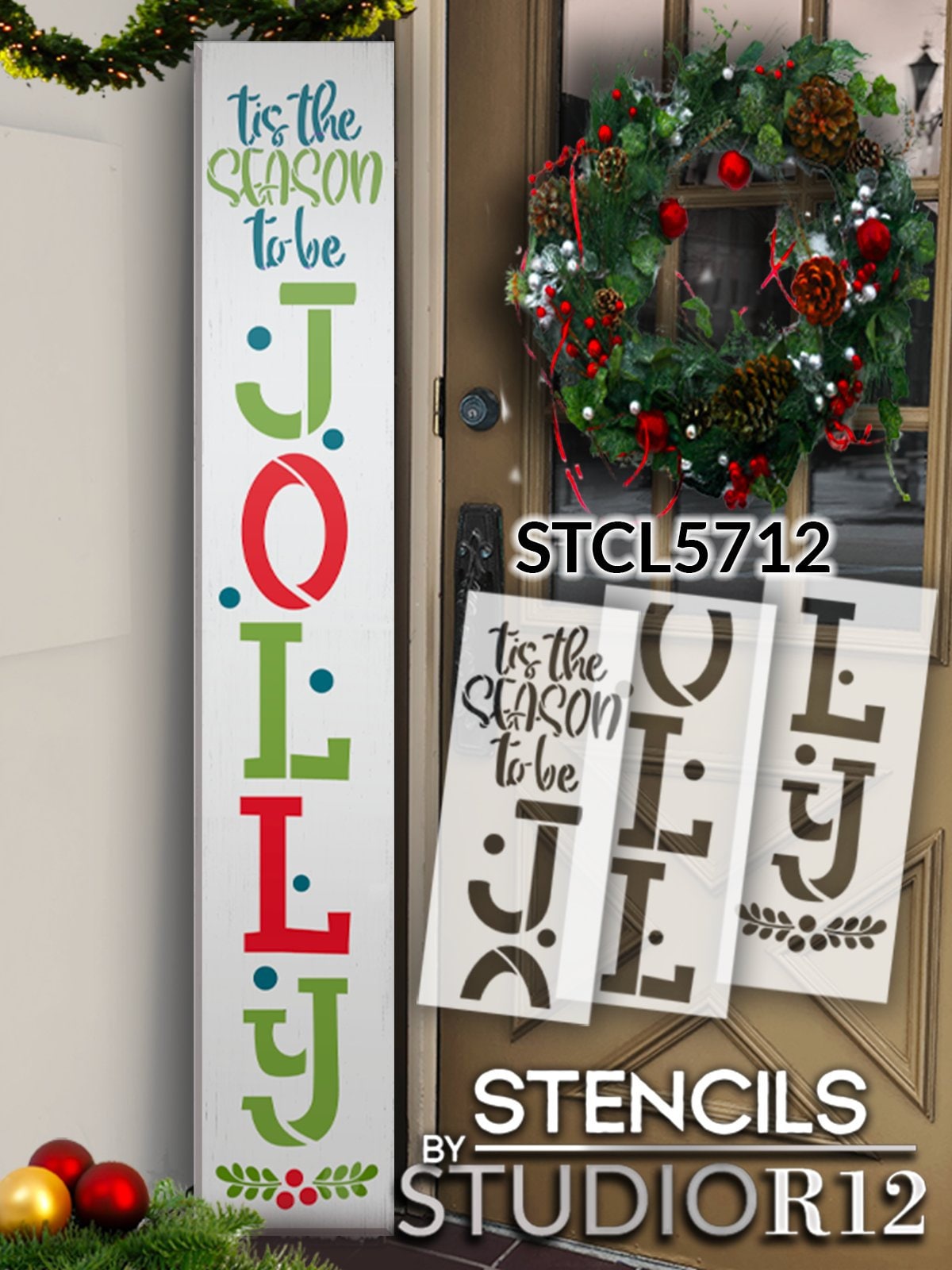 Be Jolly 3-Part Stencil by StudioR12 DIY Christmas Home | Etsy